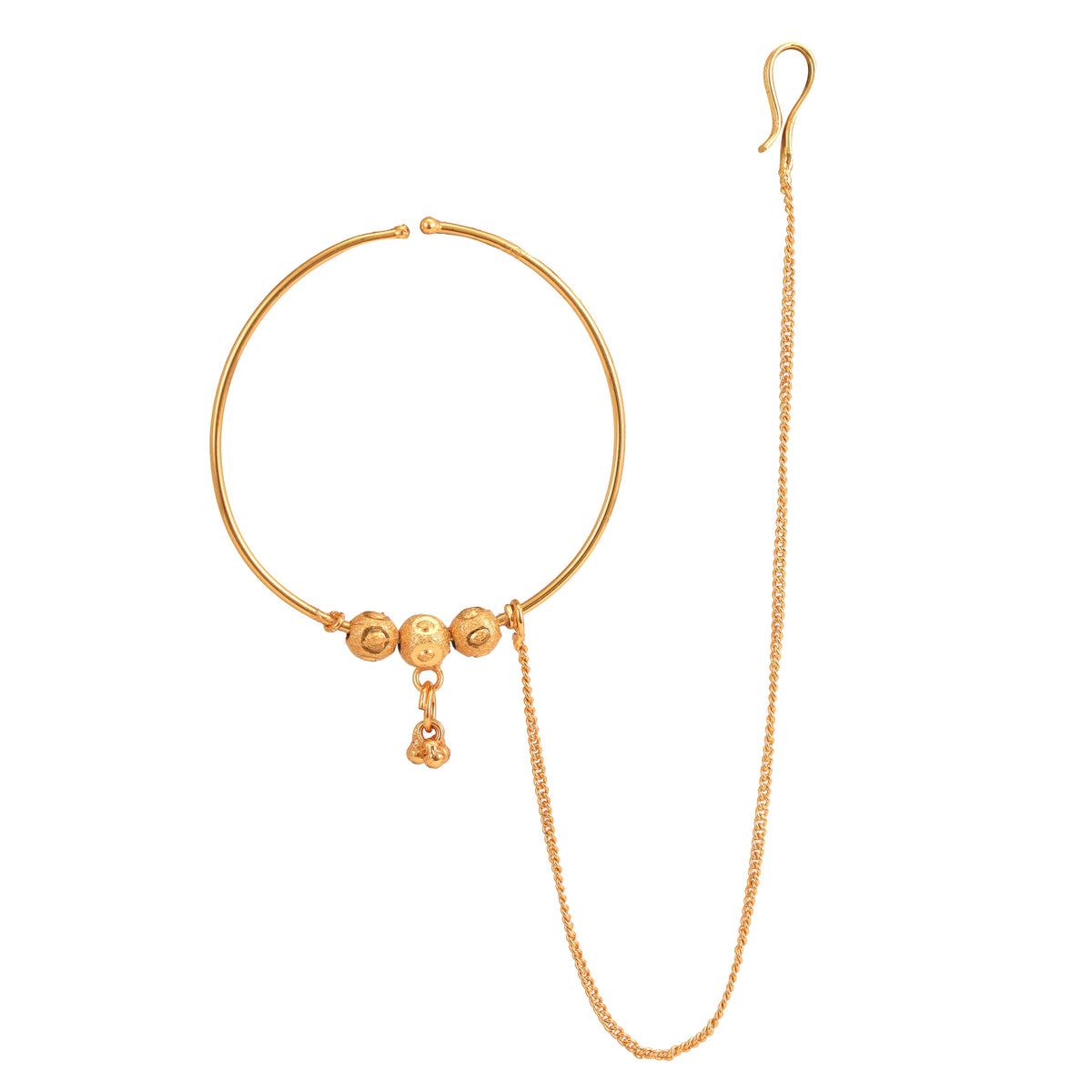 Golden Ball Plain Chain Nose ring (Nath)