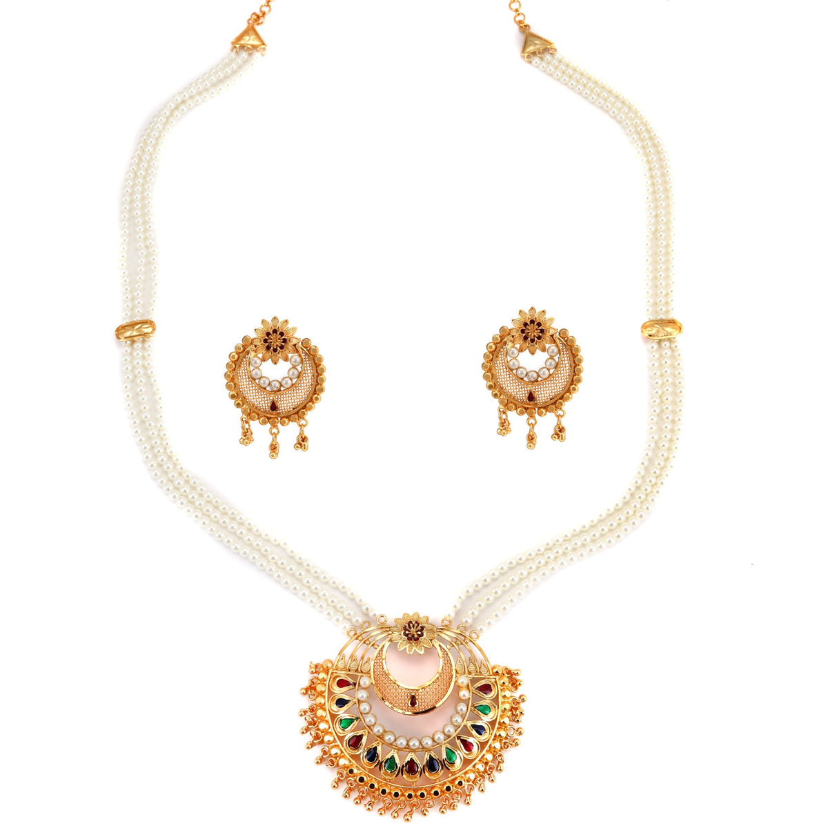 Chandbali White Beaded Sitahar Set