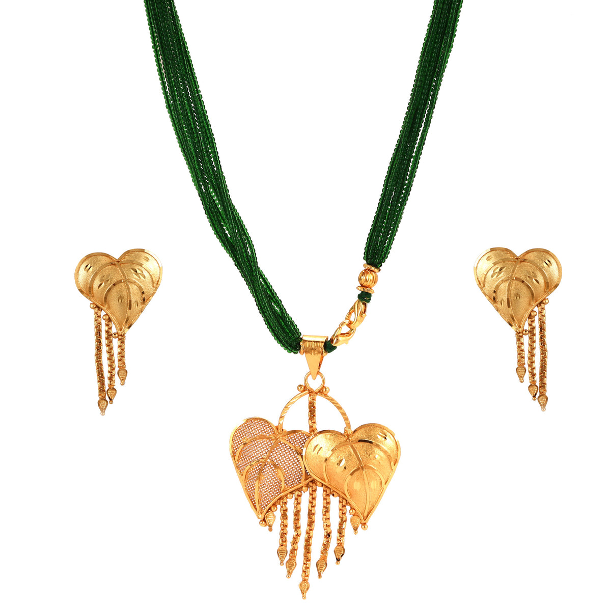 Dual Leaves Pendant Set