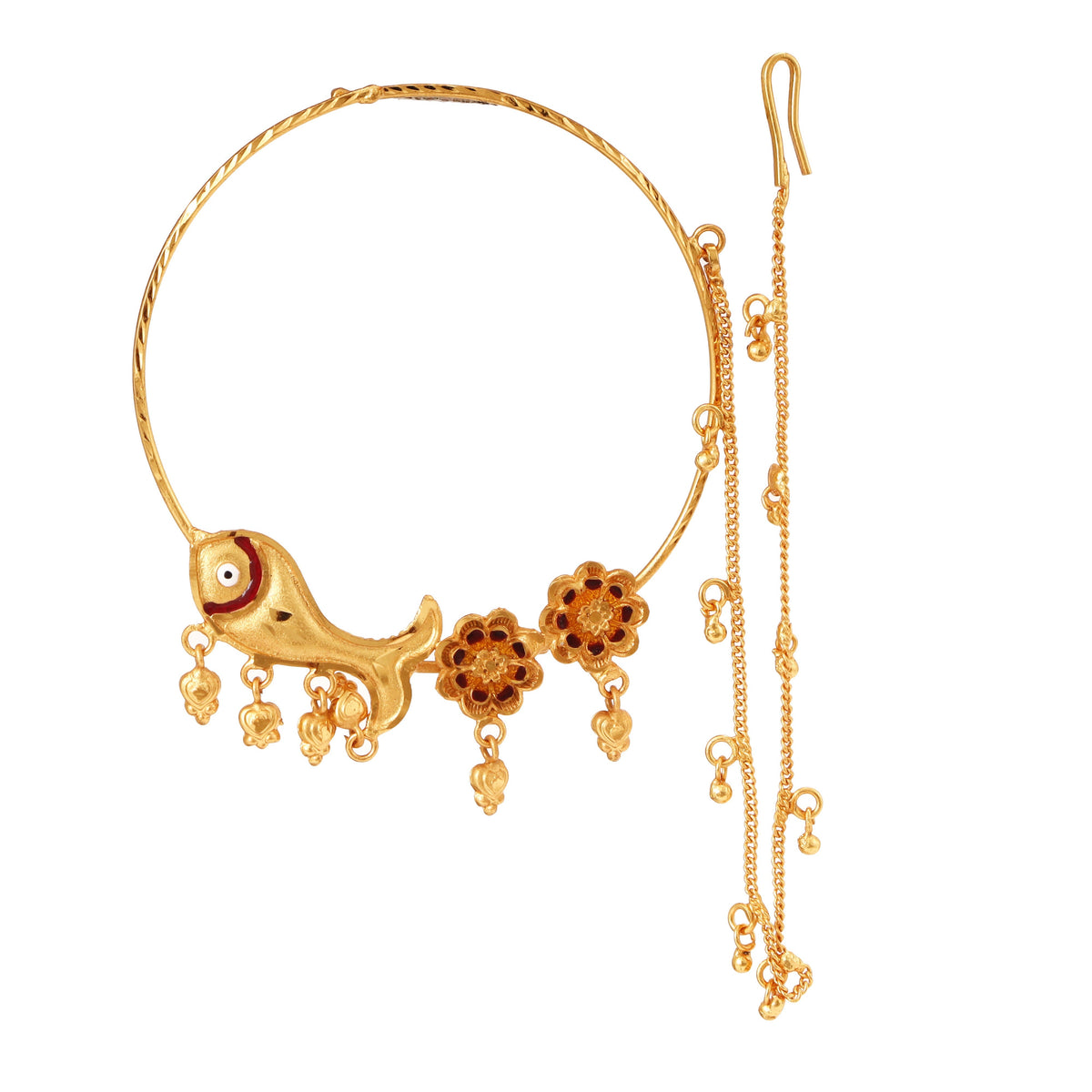 Fish Motif Large Nose Ring (Nath) - 5.5 cm