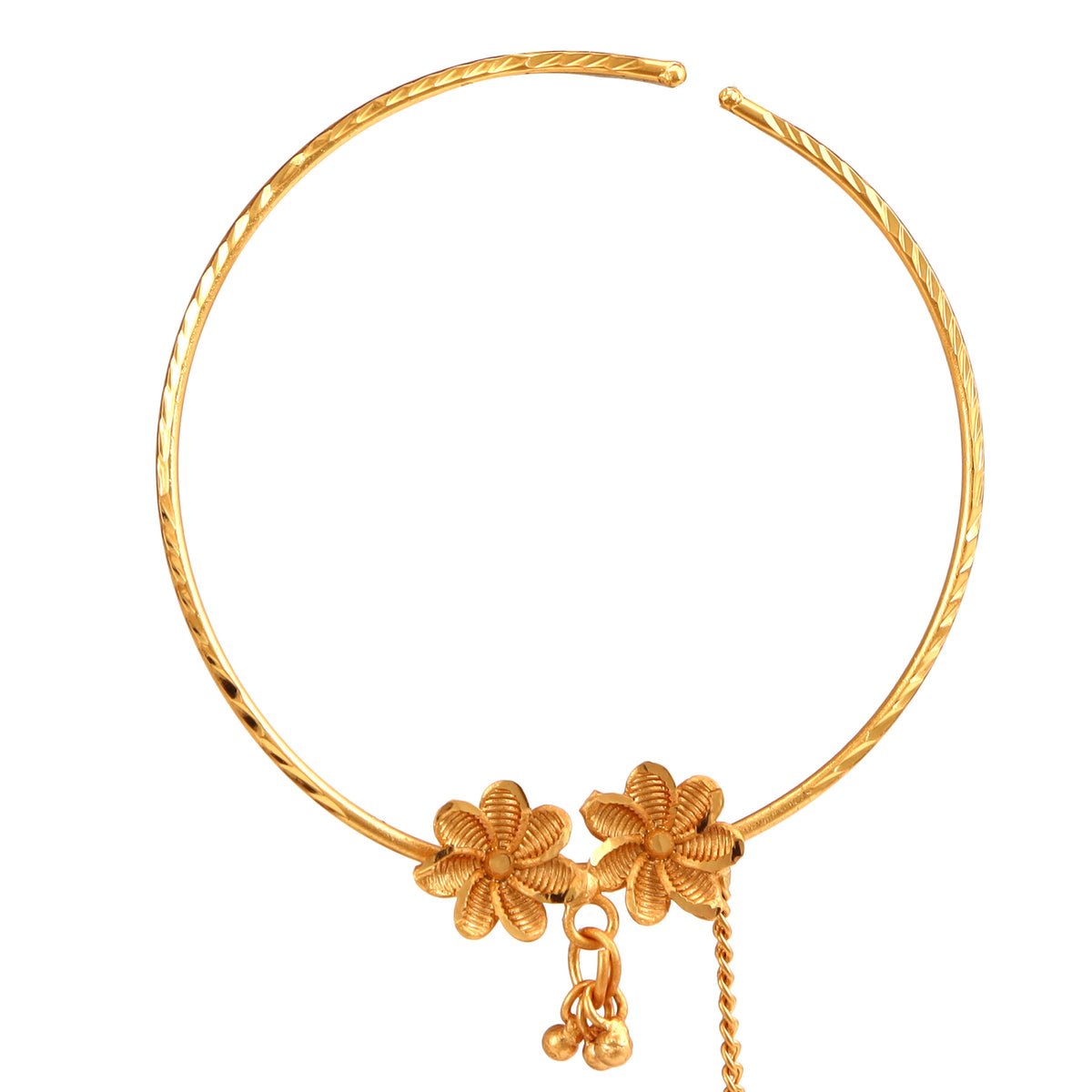 Flower Duo Golden Drop Nose Ring (Nath)