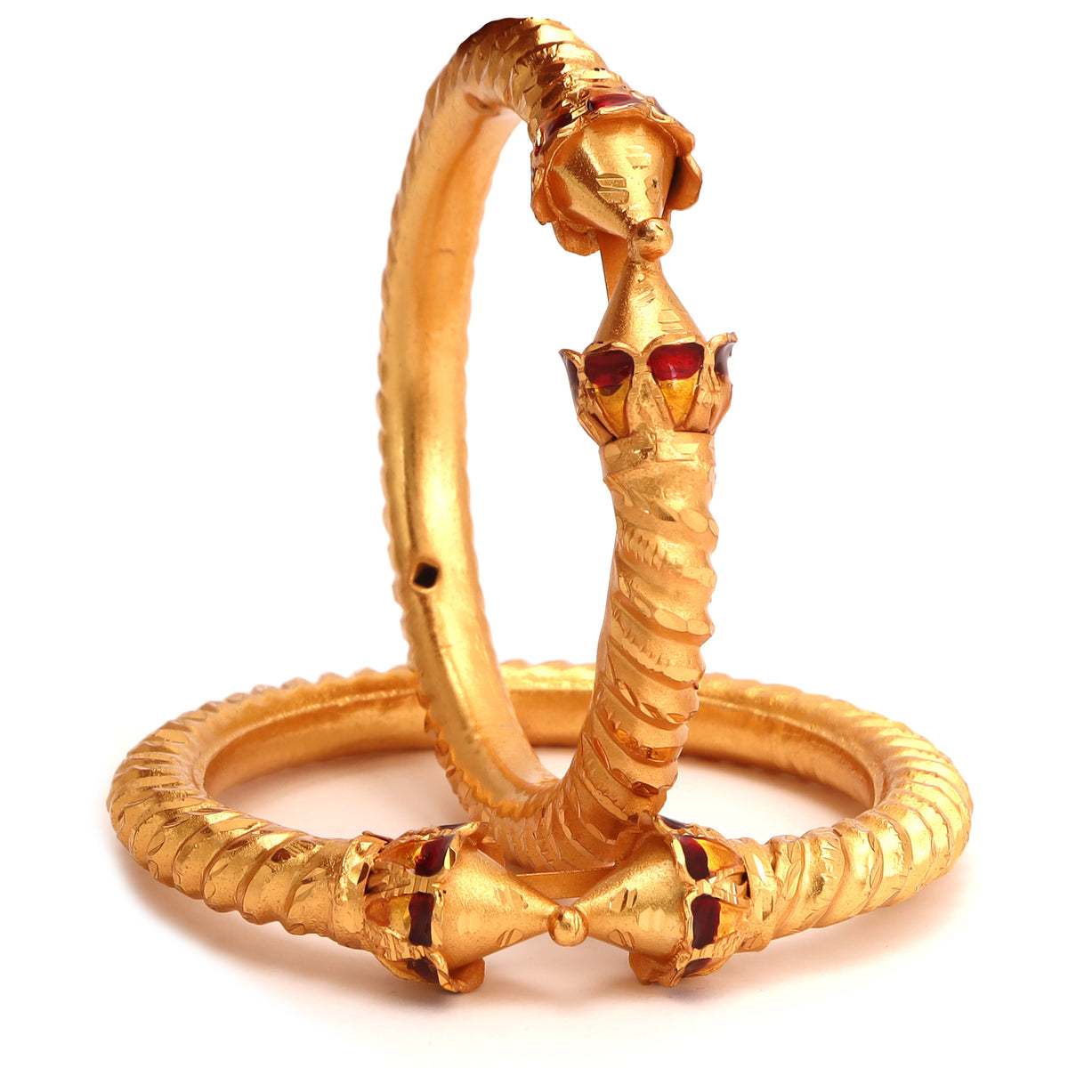 Flower Mina Mukh Spiral Bala - Two Pieces