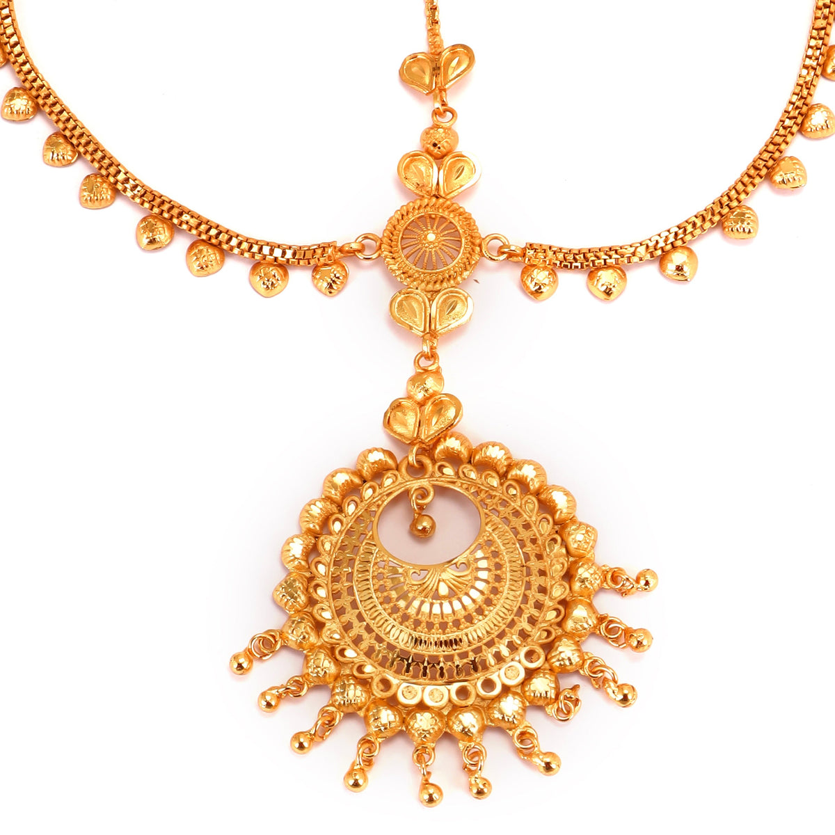 Round Kanbali Middle Drop Chain Mathapatti - Mangtika
