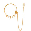 Side Floral Gold Drops Nose Ring (Nath)