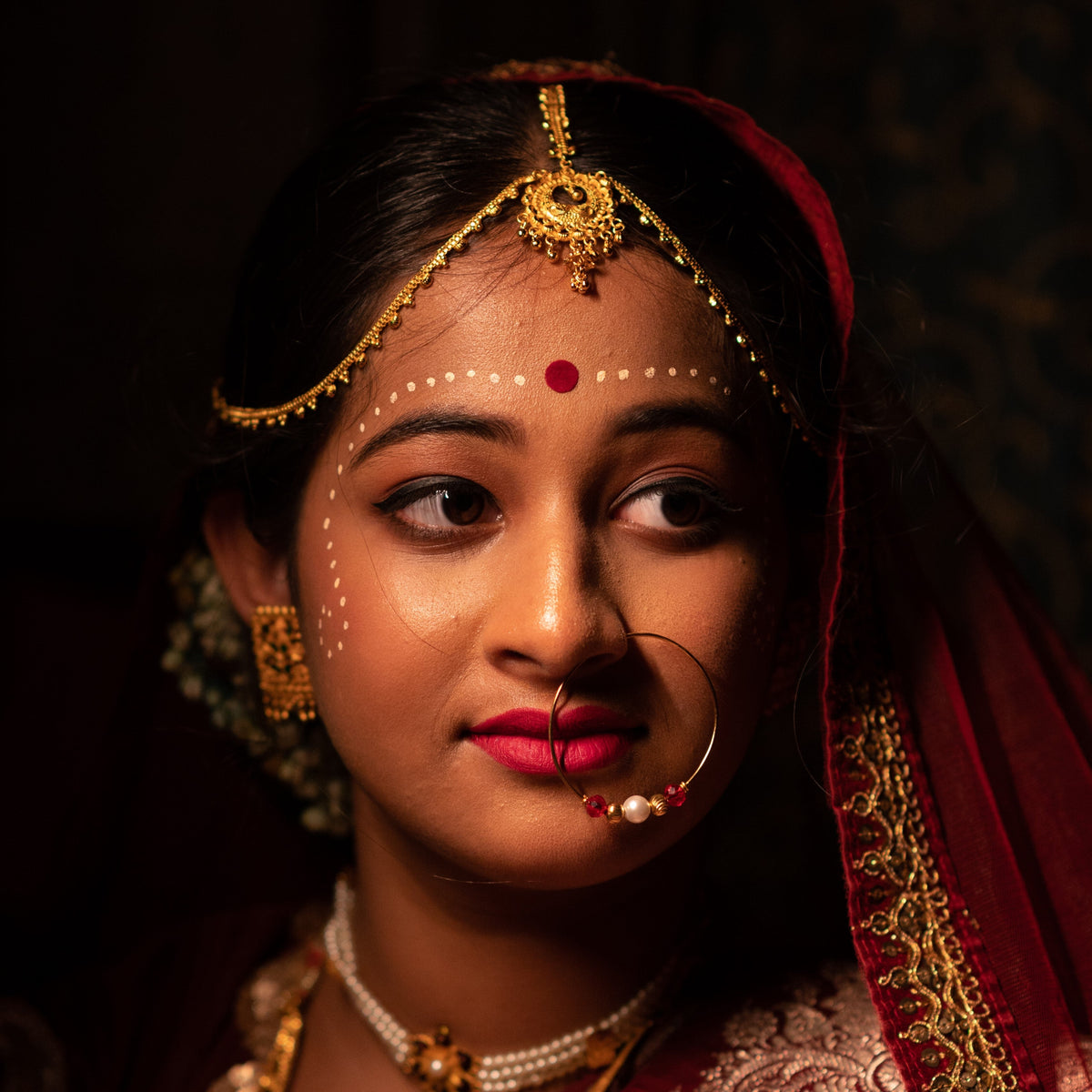 Small Round Kanbali Drop Chain Taira Tikli - Mangtika