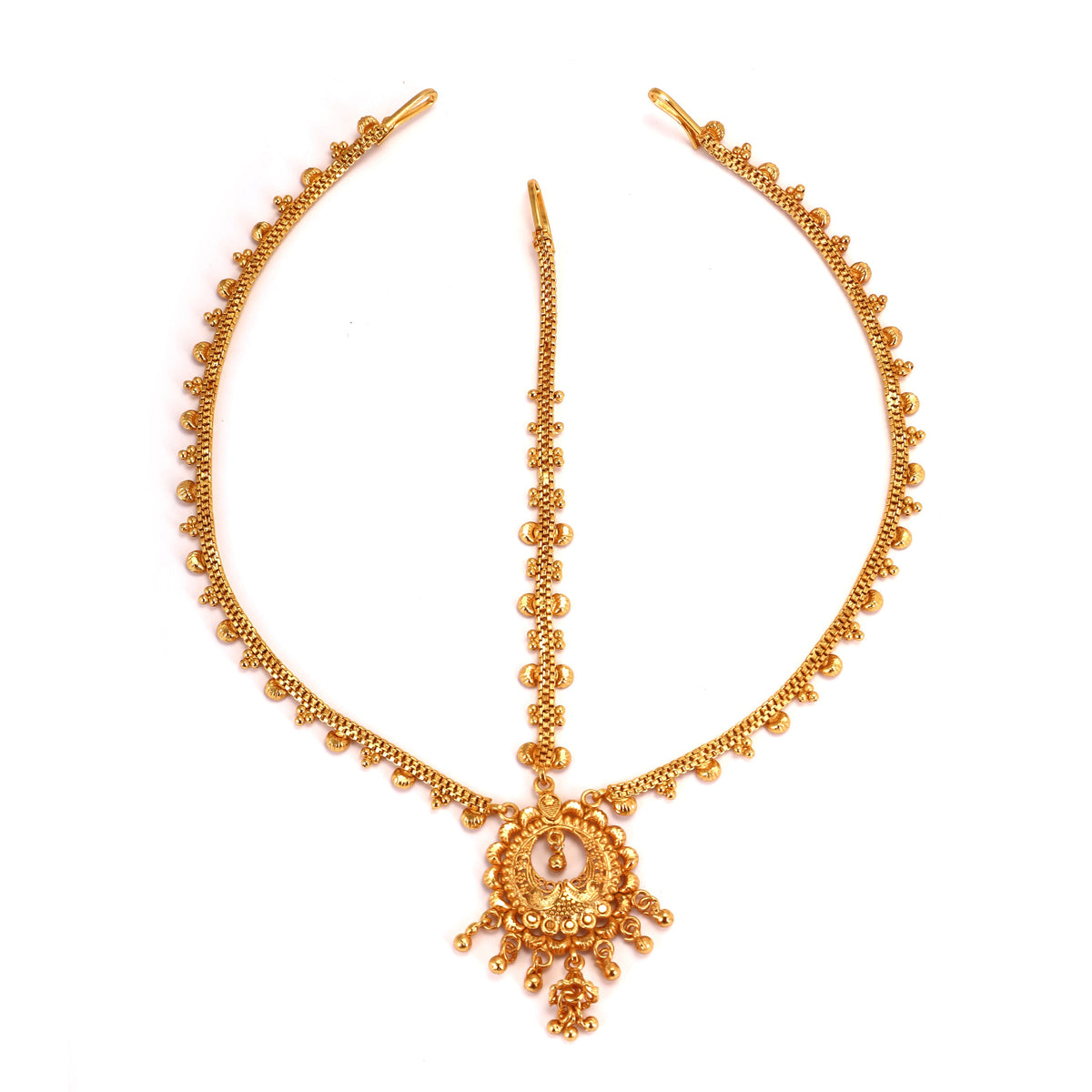Small Round Kanbali Drop Chain Taira Tikli - Mangtika